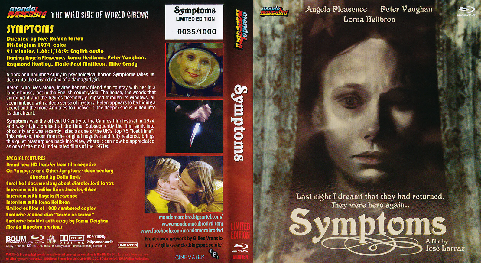 Exploitation Films Restoration Resources: Blu-ray - Symptoms (Limited Edition), 2016 (1974), US ...